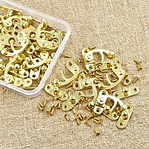 PGMJ 20 Pieces Jewelry Box Hardware Thickened Solid Antique Right Latch Hook Hasp Horn Lock Wood Jewelry Box Latch Hook Clasp and 80 Replacement Screws (Gold)