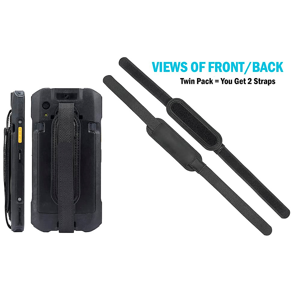 Twin Pack: Hand Strap for Zebra TC21 TC26 TC53 TC58 TC73 TC78 Mobile Computer Scanner - Adjustable on Both Ends - Finger Palm Harness Grip (2 Units)