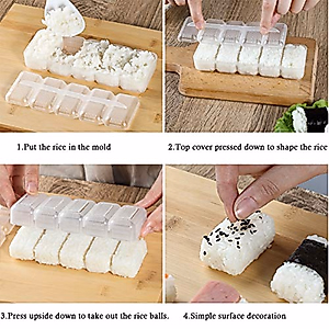 Diy Sushi Molds Rice Ball Molds Set Include 1 Piece Sushi Rice Shape Maker, 1 Piece Rice Baller Shaker With Rice Paddle