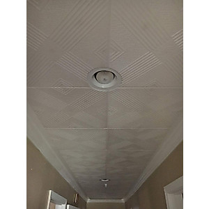 A la Maison Ceilings R34 Pyramid Illusion Foam Glue-up Ceiling Tile (256 sq. ft./Case), Pack of 96, Plain White