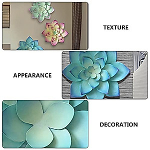 DOITOOL Metal Flower Wall Art Iron Succulent Sculpture Floral Hanging Art Decoration for Indoor Outdoor Home Garden Patio Bedroom Living Room Blue