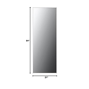 MAYEERTY Full Length Mirror 64"x21" Floor Mirror with Stand Large Mirror for Bedroom Standing Mirror Aluminum Alloy Thin Frame Wall Mirror Standing/Hanging Mirror, Silver (JJ00372ZZV-USAM027)