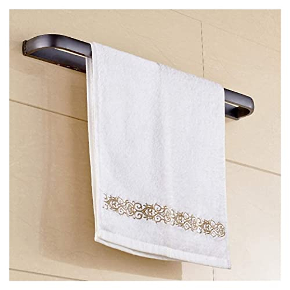 Towel BAR Rack Towel Shelfs,Simple Black Bathroom Towel Rack Bathroom Hardware Single Rod Towel Rack Black Copper Towel Bar