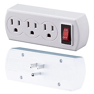 Topro23 Multi Outlet Wall Plug Grounded Triple Outlet Adapter with ON/OFF Switch 3 Prong ETL Listed 2 Pack White TP-SY610