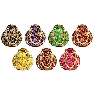 Flyingasedgle Handicrafts and jewellery Designer Women Potli Bags or Wristlets or rajasthani batwa for Wedding & Parties, Best for gifting (Pack of 1 Potali)