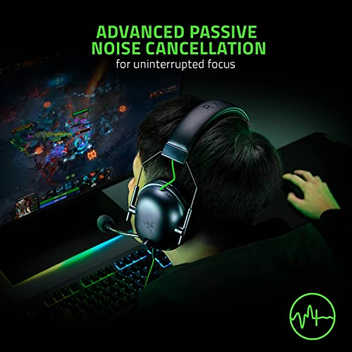 Razer BlackShark V2 X USB Wired Esports Gaming Headset: 7.1 Surround Sound - 50mm Drivers - 240g Lightweight Build - Noise Cancelling Mic - Hybrid Memory Foam Cushions - Long Lasting Comfort - Black
