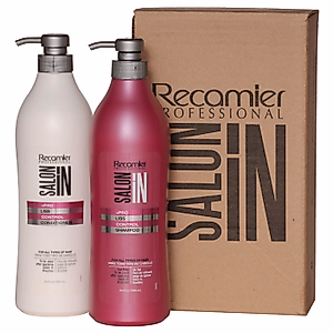 RECAMIER Anti Frizz Shampoo Liss Conditioner Detangler Set | Champu y Acondicionador Pack 33.3 OZ