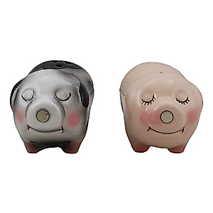 Ebros Gift Ceramic Star Crossed Lovers Chubby Country Farm Bacon Porky Pig Couple Kissing Salt And Pepper Shakers Set Valentines Pigs Piglets Figurines Party Kitchen Tabletop Collectible Accents
