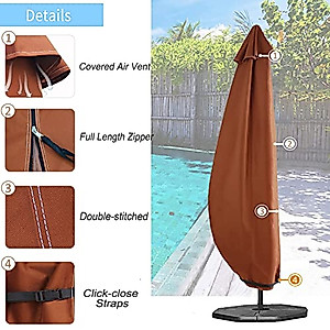 NettyPro Umbrella Cover Outdoor Patio Waterproof Offset Banana Umbrella Cover Up to 13 Feet Outdoor Umbrella, Brown