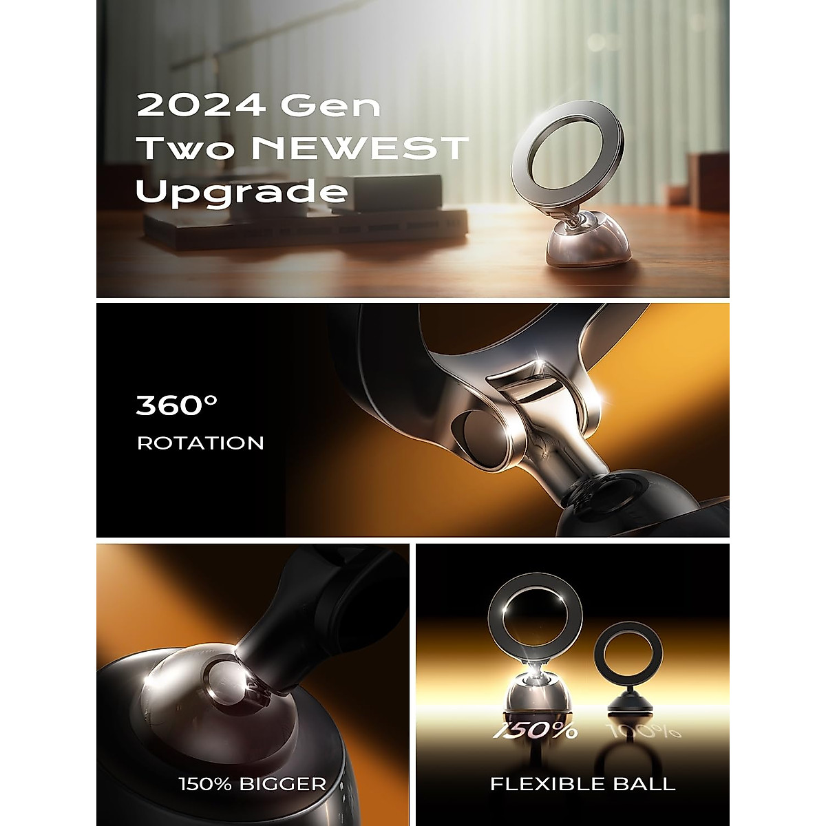 LISEN for MagSafe Car Mount [Strongest Magnet Power] Phone Mount for Car [Ultra Stable Exclusive Patent] All-Metal Magnetic Car Phone Holder Fit All Mobiles iPhone 15 14 13 12 Pro Max Plus.