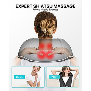 ALLJOY Shiatsu Back and Neck Massager with Heat, Electric Deep Tissue 3D Kneading Massage Pillow for Shoulder, Legs, Foot and Body, Relax Gifts for Women Men Mom Dad