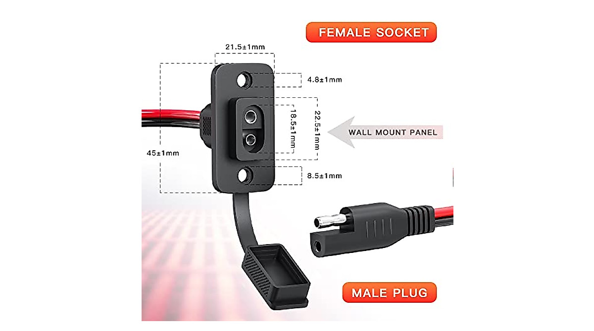 ELECTOP SAE Power Socket - Weatherproof Solar Panel Connector 2 Pack