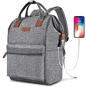 BRINCH Laptop Backpack for Women Men, Personal Item Travel Bag for 15.6 Inch Computer with USB Charging Port Water Resistant College School Nurse Backpack Bag Carry On Bookbag for Work/Business,Gray