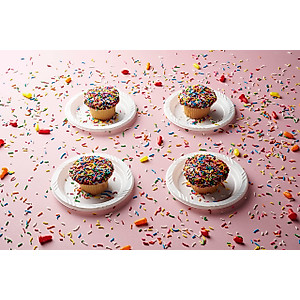 Munfix 200 White Plastic Plates Set - 6 Inch Plastic Dessert Plates, Disposable Plates Bulk Pack, Party Plates for BBQ, Picnic, Parties, Travel and Events, Microwavable Recyclable