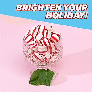 Soft Peppermint Candy Puff Christmas Mints - 2 Pounds Approx 175 Pieces - Mints Individually Wrapped Christmas Candy