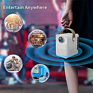 Mini Wireless 2.4/5G WiFi Projector for Phone, Portable Bilateral Bluetooth Projector with HiFi Speaker for Indoor Outdoor Movie, Smart Home Android Projector for Netflix YouTube Disney+ Spotify Hulu