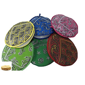 Tortilla Warmer Microwave Safe / Microwaveable Container Round 8in With Bandana-like desing, two layers, this container will keep your tortillas warm/ Mexican Tortillas Warmer