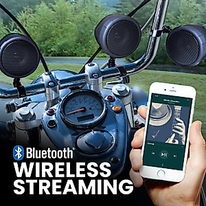 BOSS Audio Systems MCBK475BA 3 Inch Motorcycle Speakers - Built-in Amplifier, Bluetooth (stream right from your phone), Weatherproof, Volume Control, ATV UTV Compatible