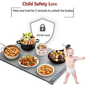 PETSMYA Food Warming Mat, Elevated Design for Countertop Protection Electric Warming Tray, 10s Fast Heating Warming Mat for Food, 6-Temperature Settings Food Warmer Mat, for Parties (Dark Grey)