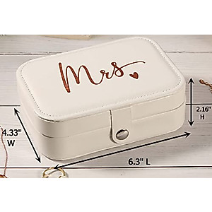 Mrs Travel Jewelry Box Gift-Plush Velvet Trinkets Storage Organizer Case-Miss to Mrs Gift-Wedding Gift for Bride-Mrs Gift-Bridal Shower Gift for Bride-Bachelorette Party Gift for Bride-Rose Golden