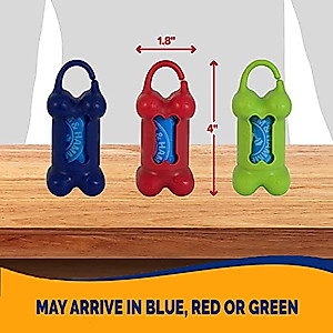 Arm & Hammer Dog Bone Shape Dog Poop Bag Dispenser With 30 Count Dog Poop Bags With Activated Baking Soda, 9 x 14 Inches, Assorted Colors