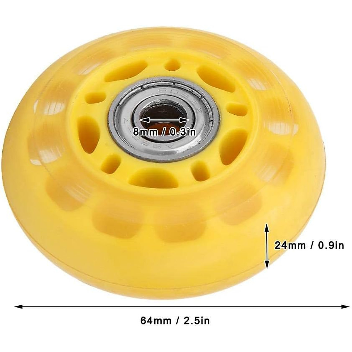 Roller Skate Wheel Accessories Luggage Replacement Wheel Yellow PU with 608ZZ Bearing Luggage Cart Skates Accessories 64x24x8mm