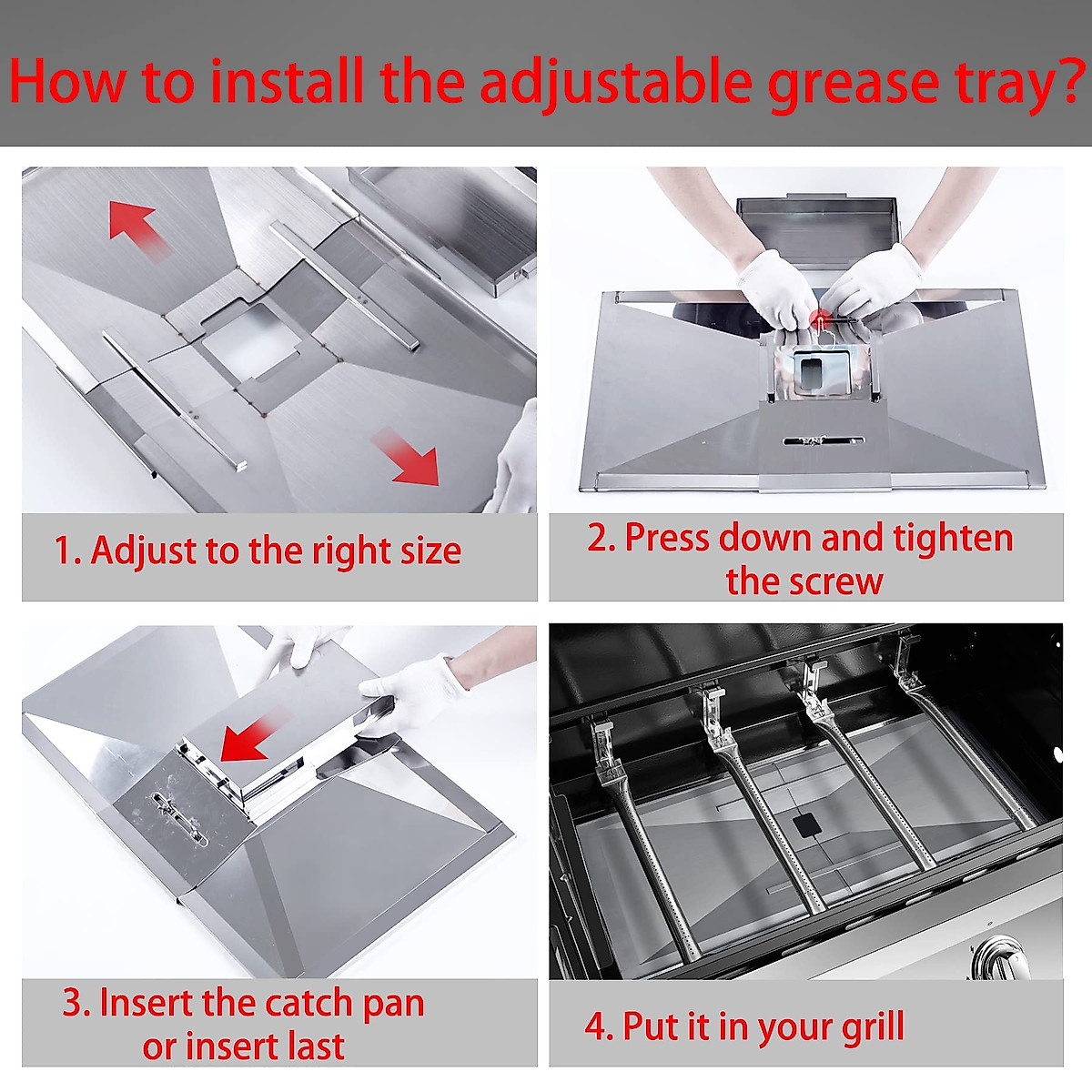 GHP 104-04013 DGB390SNP-D DGB390SNP Drip Pan Grill Replacement Parts for Dyna Glo Grease Tray DGB365GNP M365GMDG14 Landmann 42170 42172-D COSTCO 966686 Adjustable Drip Tray With Catch Pan Assembly