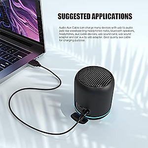 BERLAT 3.5mm Male AUX Audio Jack to USB 2.0 Male Charge Cable Adapter Cord, 2pack Audio Car Stereo Jack Cables to USB 2.0, USB Connection Kit, for Music Player- 3.3ft（Support Data Transmission）