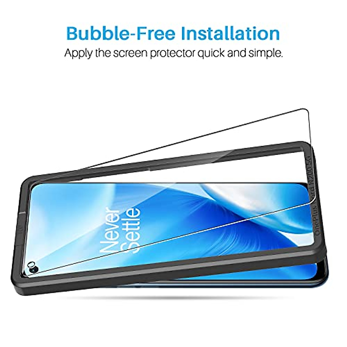 LK [4 Pack] 2 Pack Screen Protector for OnePlus Nord N200 5G + 2 Pack Camera Lens Protector, 9H Tempered Glass Screen Protector with Alignment Frame, Scratch-Resistant, Anti-Fingerprint, Smooth-Touch