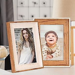 Autjvy 2.5x3.5 Picture Frame Set of 2, Modern Rustic Multi Picture Frames Natural Woodgrain Pattern Photo Frame with HD Real Glass, Vertical and Horizontal for Tabletop and Wall Mounting Display. (2 Pack)