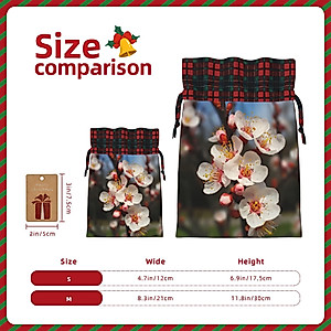 Christmas Gift Bags with Drawstring Burlap Gift Bags Apricot Flowers Christmas Linen Bags for Xmas Party Candy Bags with Cards Xmas Reusable Wrapping Bags Christmas Linen Treat Bags for Holiday