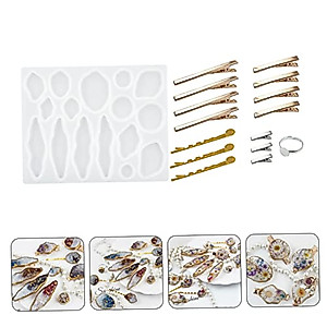 BETOOKY Resin Tray Mold 1 Set Crystal Hair Clips Jeweled Hair Clips Epoxy Hairpin Mold Hairpin Resin Molds Hairpin Maker Pendant Epoxy Resin Irregular Metal Cake Mold Tray Mold