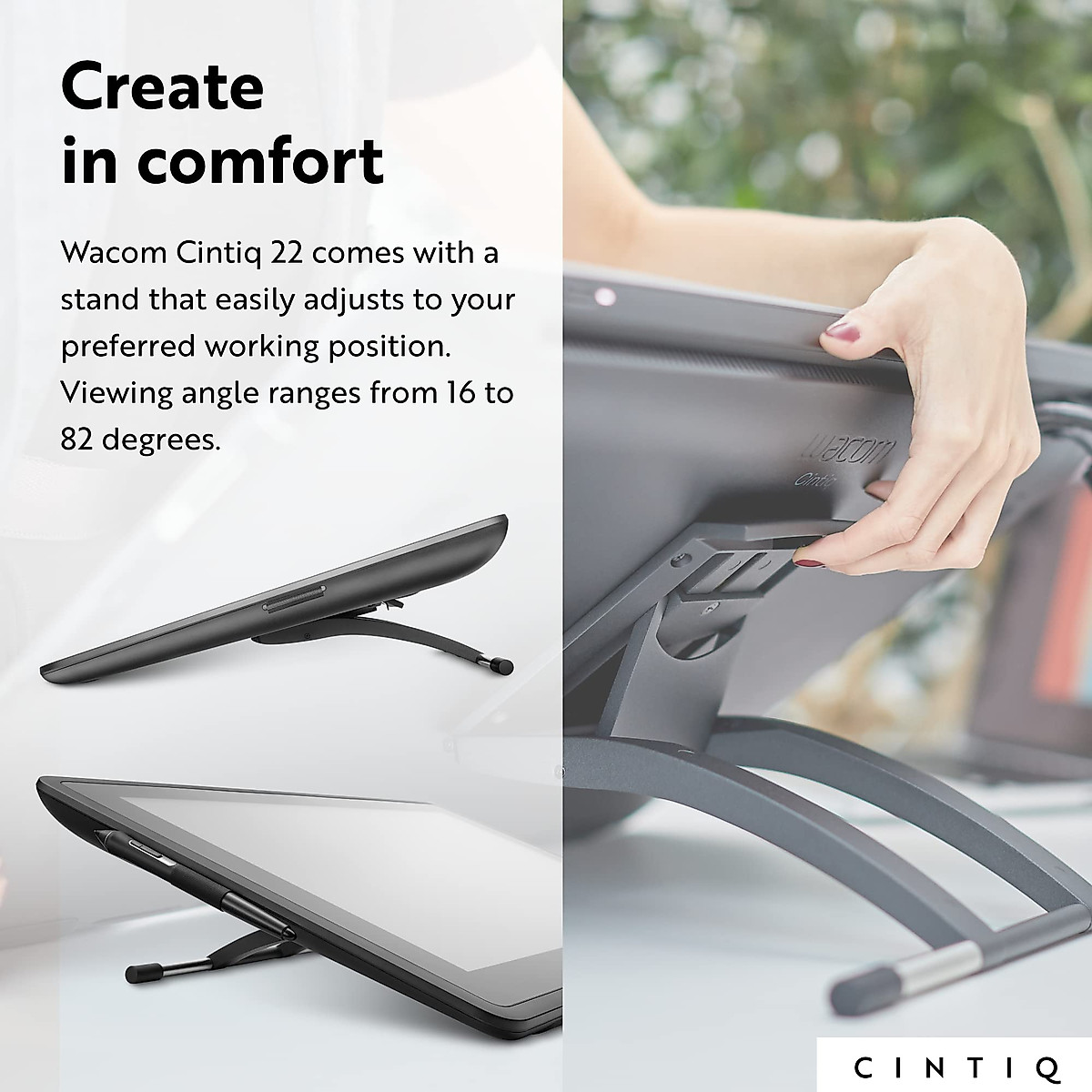 Wacom Cintiq 22 Drawing Tablet with Full HD 21.5-Inch Display Screen, 8192 Pressure Sensitive Pro Pen 2 Tilt Recognition, Compatible with Mac OS Windows,Black