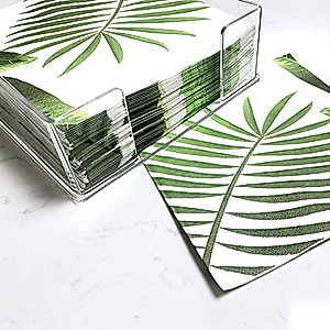 Napkin Holder, Acrylic Luncheon Napkins Holder for Table and Kitchen, Table Top Napkin Holders, Tissue Dispenser, Napkin Tray for for Bathroom, Kitchen, Parties, Weddings, Events 7 x 7 inches