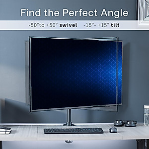 VIVO Ultra Wide Screen TV and Monitor Desk Mount, Adjustable Height and Tilt Stand for Screens up to 42 inches, Black, STAND-V101C