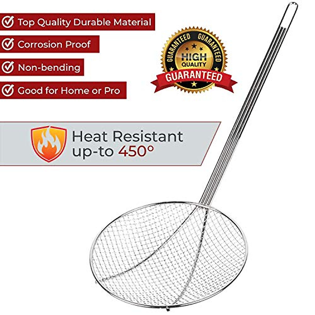 Oil/Deep Fry Thermometer with Oil Skimmer for Cooking | Includes Deep Fryer Thermometer with Clip for Frying Oil, Turkey, BBQ, Grill and Strainer Spoon with Handle for Frying, Cooking, Skimming.