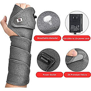 Arm Heated Wrap Sleeve - Joint Pain Heating Pad for Arms, Wrist, Leg, Knee, Ankle & Elbow - (Adjustable Strong 3 Heat Settings - Non Vibration) Heated Compression Arm Warmer Brace - 45 x 3.5-inches