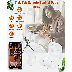 TikTok Remote Control Kindle App Page Turner, Bluetooth Camera Video Recording Remote, TIK Tok Scrolling Ring for iPhone, iPad, iOS, Android - White