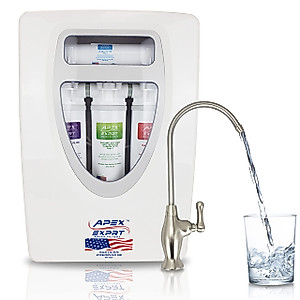 EXPRT MR-2034 Quality Under Sink Water Filter System, 4 Stage Ultrafiltration UF Undersink Water Filter, Direct Connect to Max Water Flow Brushed Nickel Faucet - .01 Micron Removes Bad Taste & Odor