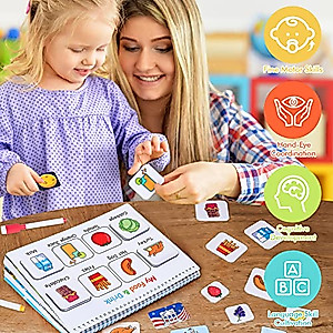 Busy Book for Toddler Preschool Learning Activities, 32 Pages Quiet Books for Toddlers Travel, Montessori Toys Book for Kids Age1, 2, 3 Year Olds Gift - for Boy & Girl Autism Sensory Speech Therapy