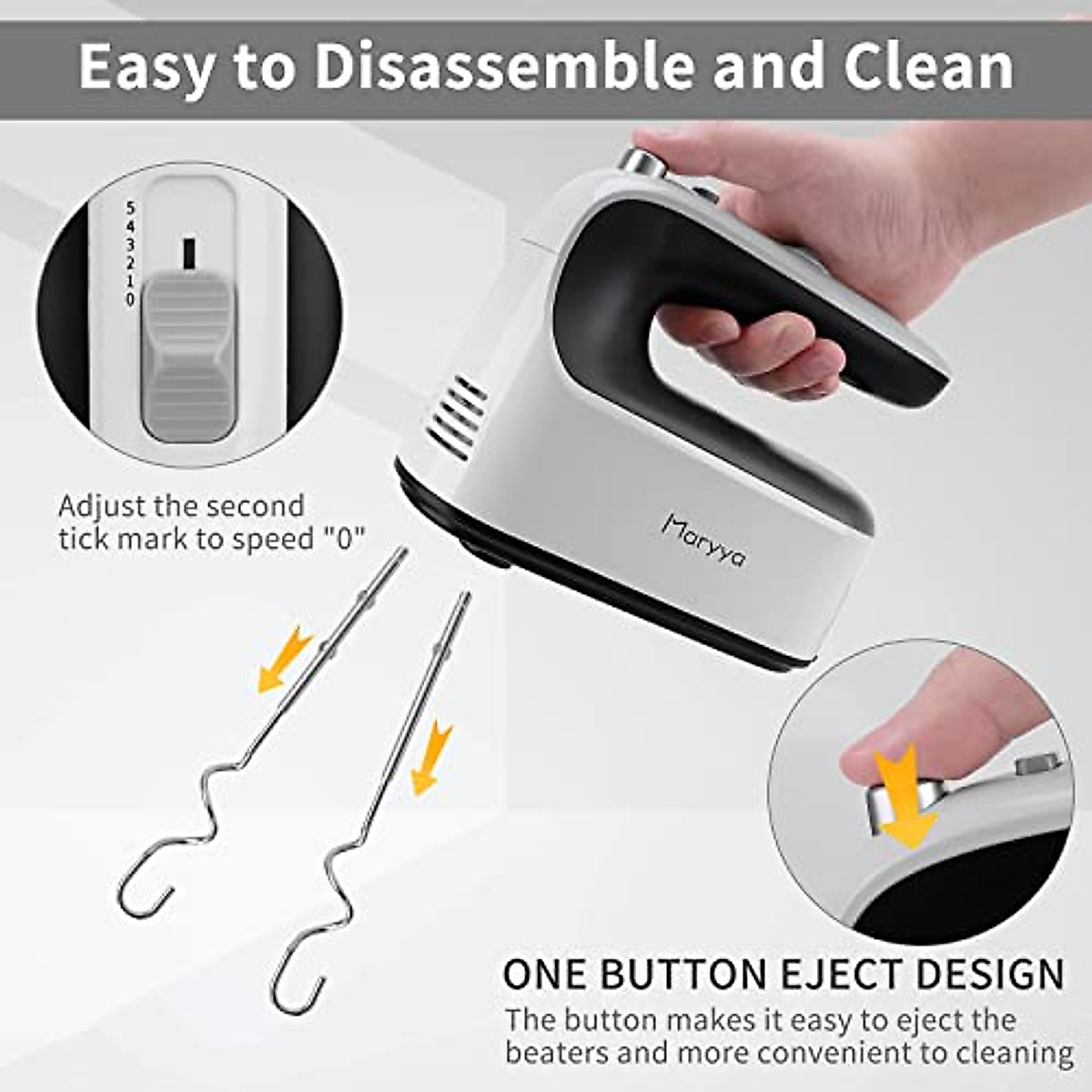 Mixer Electric Handheld - 400W Ultra Power for 5 Speed with Turbo Boost, 5 Stainless Accessories in Storage Case - Essential Kitchenaid Hand Mixer Electric for Cake, Dough, Egg, Baking