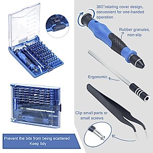 Mini Screwdriver Set with 42 Bits, VCELINK 45 in 1 Small Precision Magnetic Tiny Screwdriver Bit Kit with Tweezers & Extension Shaft for Laptop, PC, Phone, Computer, Game Console