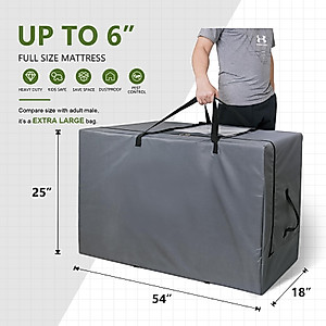 Cuddly Nest Folding Mattress Storage Bag - Heavy Duty Carry Case for Tri-Fold Guest Bed Mattress (Fits 6 Inch Full Mattress, Gray)