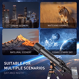 Qniuco Telescope, 80mm Aperture 800mm Telescopes for Adults Astronomy & Kids & Beginners, Portable High Powered Refracting Professional Telescope with an Adjustable Tripod, a Bag, a Phone Adapter