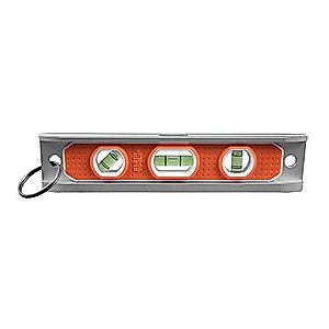 Klein Tools 9319RETT Level, 9-Inch Magnetic Aluminum Torpedo Level with 0/45/90 Degree Vials and V-groove, Tapered Nose
