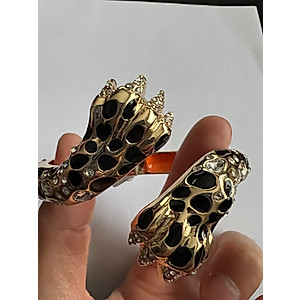 Betsey Johnson Gold Tone True Leopard Claw Hinge Bangle Bracelet Valentine Great Gift Christmas Gift Idea Mother's Day Valentine's Day Present XMAS Easter