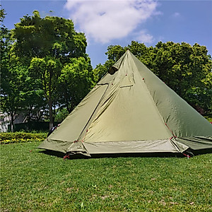 Vilemoon Tipi Hot Tent with Fire Retardant Stove Jack for Flue Pipes, 3~4 Person, Lightweight, Teepee Tents for Family Team Outdoor Backpacking Camping Hiking (Green)
