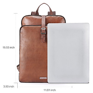 CLUCI Leather Backpack for Women 15.6 Inch Laptop Backpack Vegetable Tanned Full Grain Backpack Purse for Women Work Daypack Dark Brown