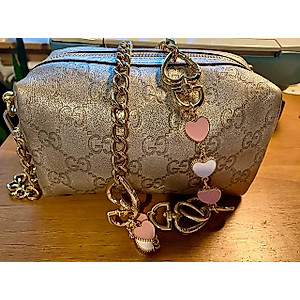 SONGKISSZQ Purse Chain,Bag Extender Purse Chain Strap for Women Crossbody Bags Purse Shoulder Belt Chain (Pink Heart)