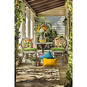 Pillow Perfect Bright Floral Indoor/Outdoor Split Back Chaise Lounge Cushion with Ties Plush Fiber Fill, Weather, and Fade Resistant, 72.5" x 21", Blue/Purple Gregoire